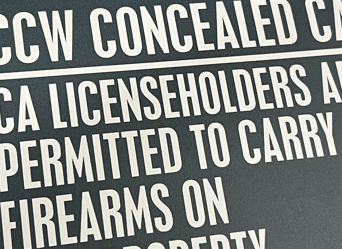 CCW Sign – Signage for Concealed Carry in CA – signage for Churches ...